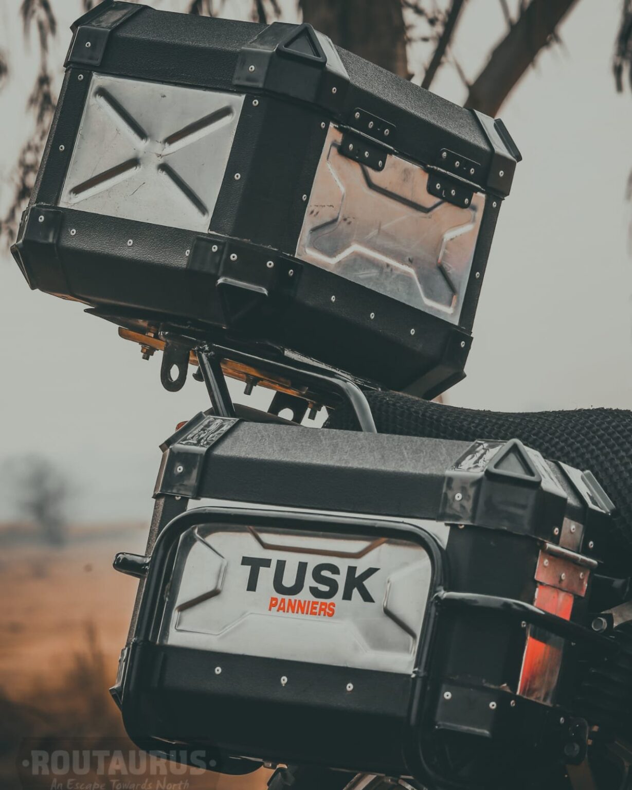 Motorcycle Adventure TUSK Panniers Side Boxes with Top box metal Frame ...