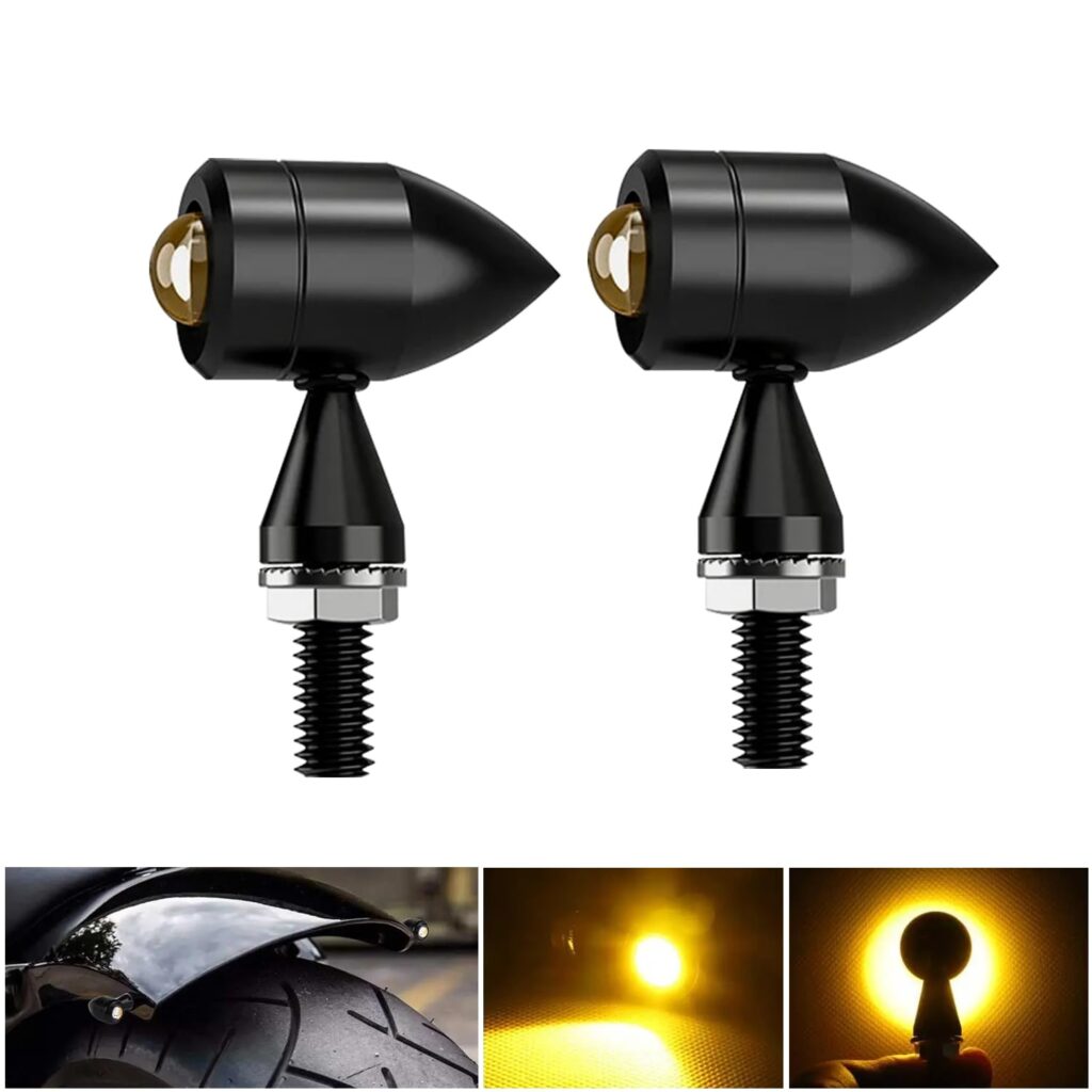 Motorcycle Mini Metal Jet Black Bullet Flasher L16 Turn Signals ...