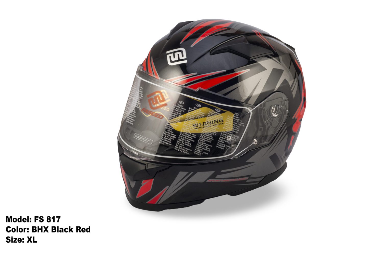 FASEED FS-817 BHX Glossy Black Red Full Face Dual Visor Pinlock Ready ...