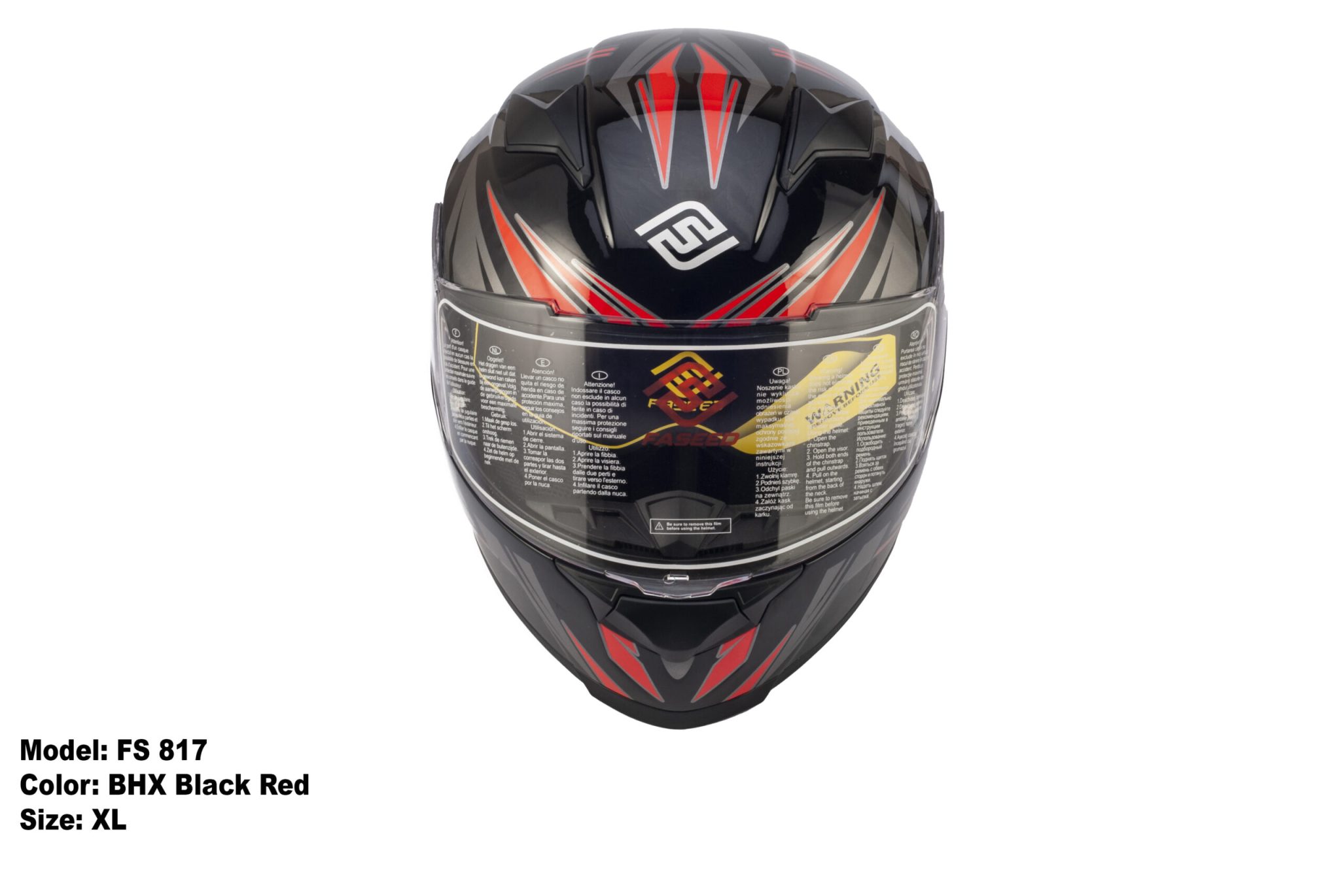 FASEED FS-817 BHX Glossy Black Red Full Face Dual Visor Pinlock Ready ...